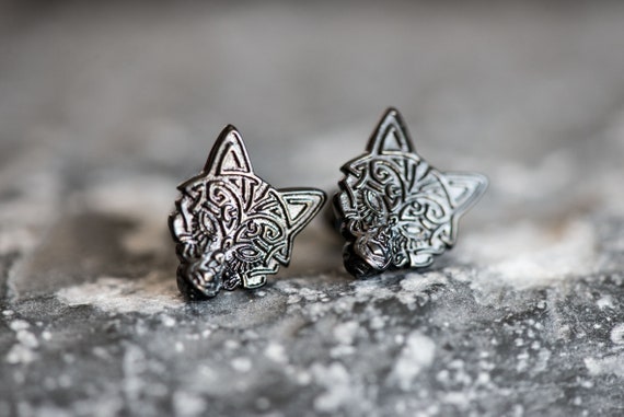 Stainless Steel Wolf Head Earrings Ear Nails Wolf Mythical - Etsy