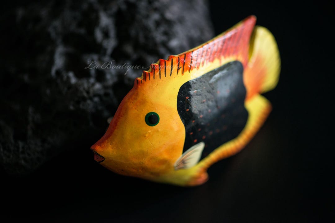 Hand-painted Wooden Exotic Fish Barrette – Original Hair Accessory 9.5 ...