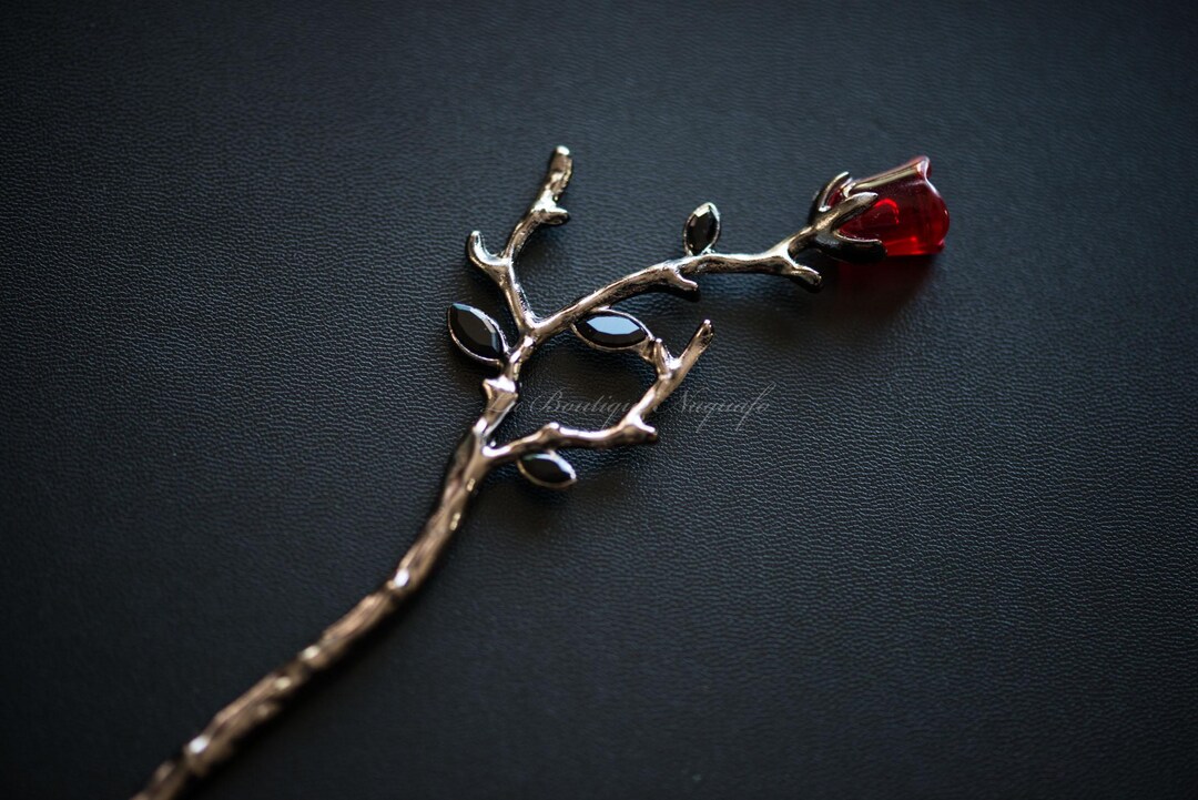 Branch Hairpin With Red Rose Flower / Chic and Glamorous Hairpin ...
