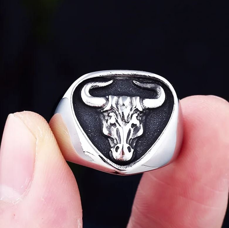 Stainless Steel Bull Head Ring Stainless Steel Ring - Etsy