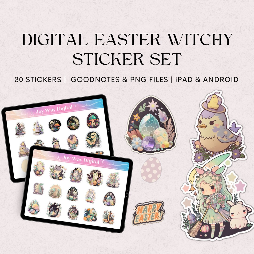 Easter Witchy Digital Stickers, Goodnotes, PNG Pre-cropped, for Modern ...