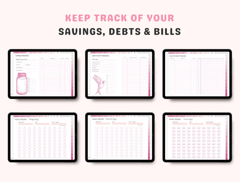 Digital Budget Financial Planner Pink Color. Ipad Android - Etsy