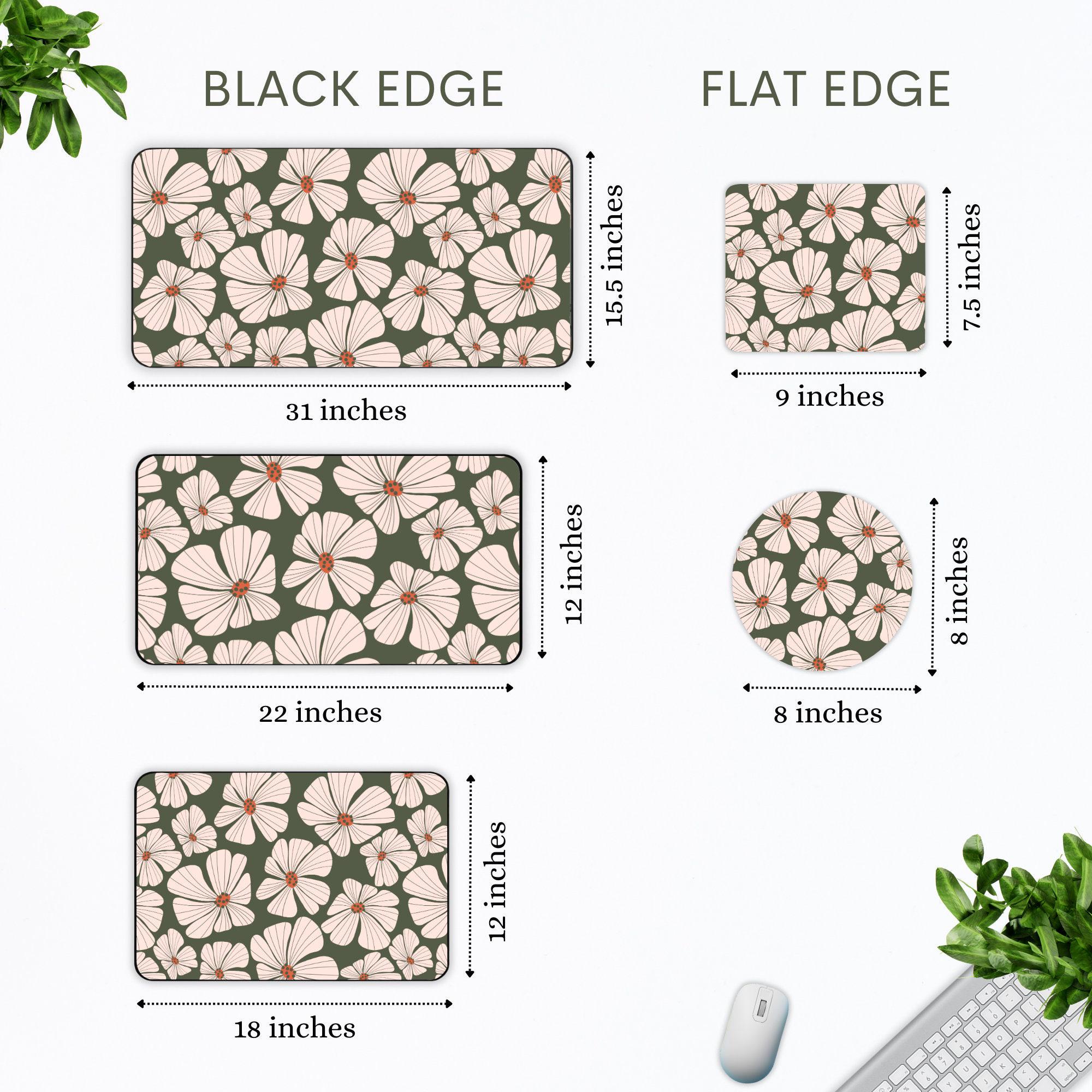 Cottagecore Desk Mat, Cute Kawaii Mouse Pad, Pink and Green Botanical ...