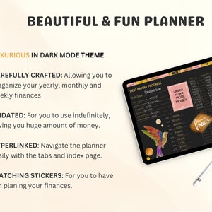 Digital Budget Financial Planner in Gold and Dark Mode. for Ipad ...