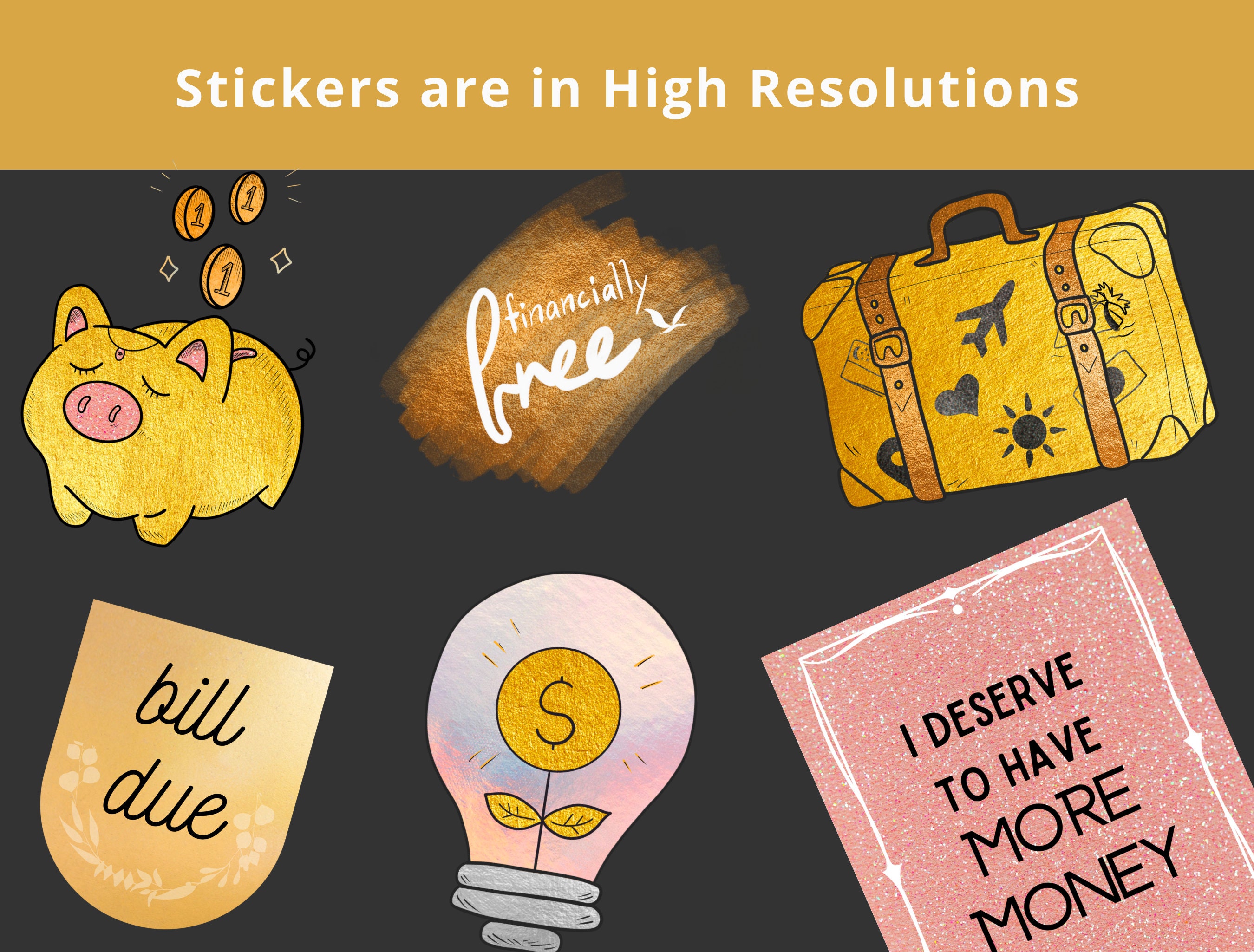 Digital Budget Sticker Book, Cute Financial Planner Stickers, Hand ...