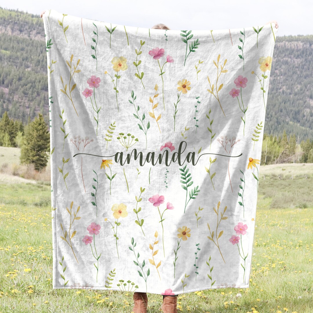 Vintage Floral Blanket, Cottagecore Custom Personalized Blanket, Mother ...