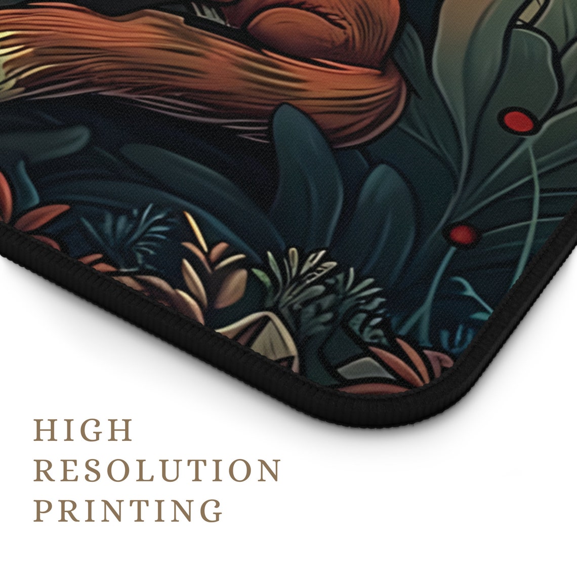 Dark Cottagecore Desk Mat, Witchy Anime Mouse Pad, Fox in a Mushroom ...