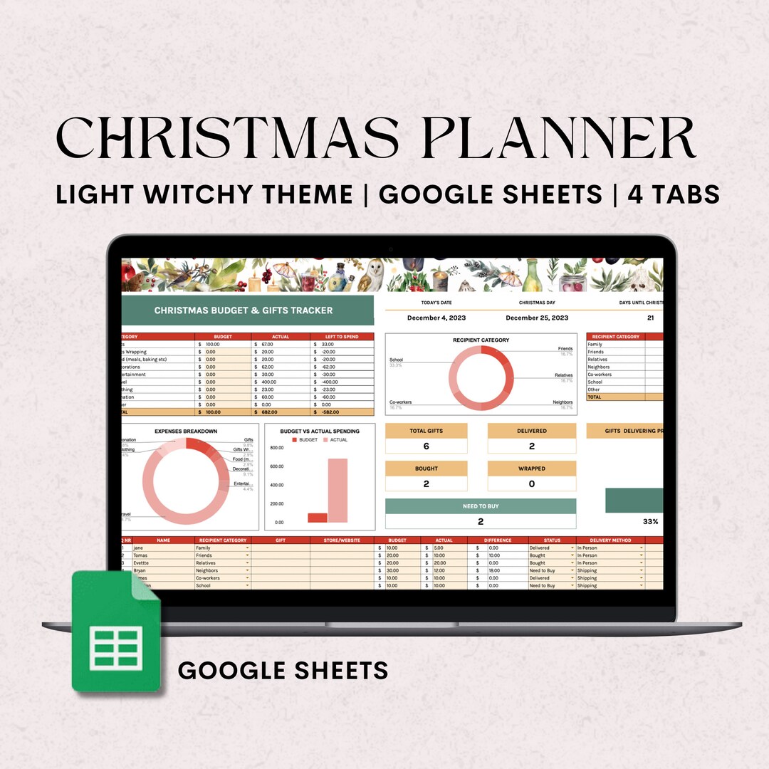 Christmas Expense Tracker, Christmas Planner, Budget Spreadsheet ...