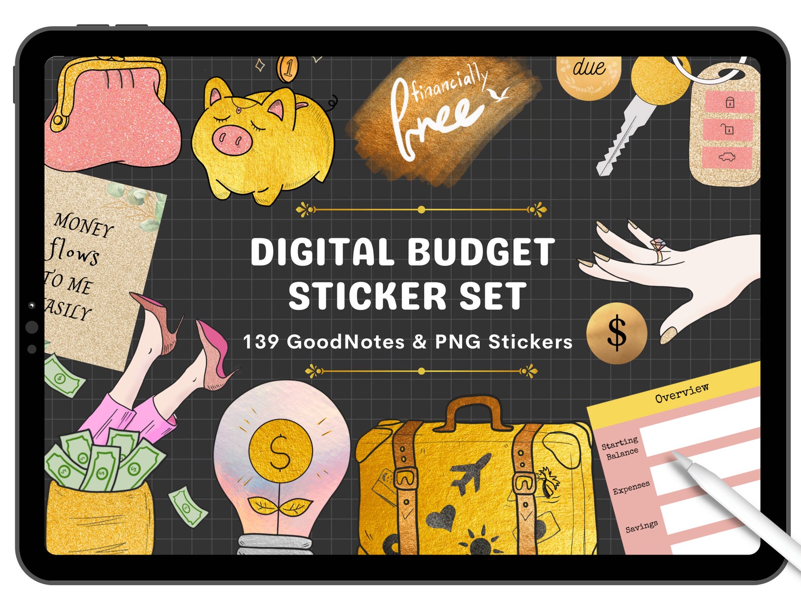 Digital Budget Sticker Book Cute Financial Planner Stickers - Etsy