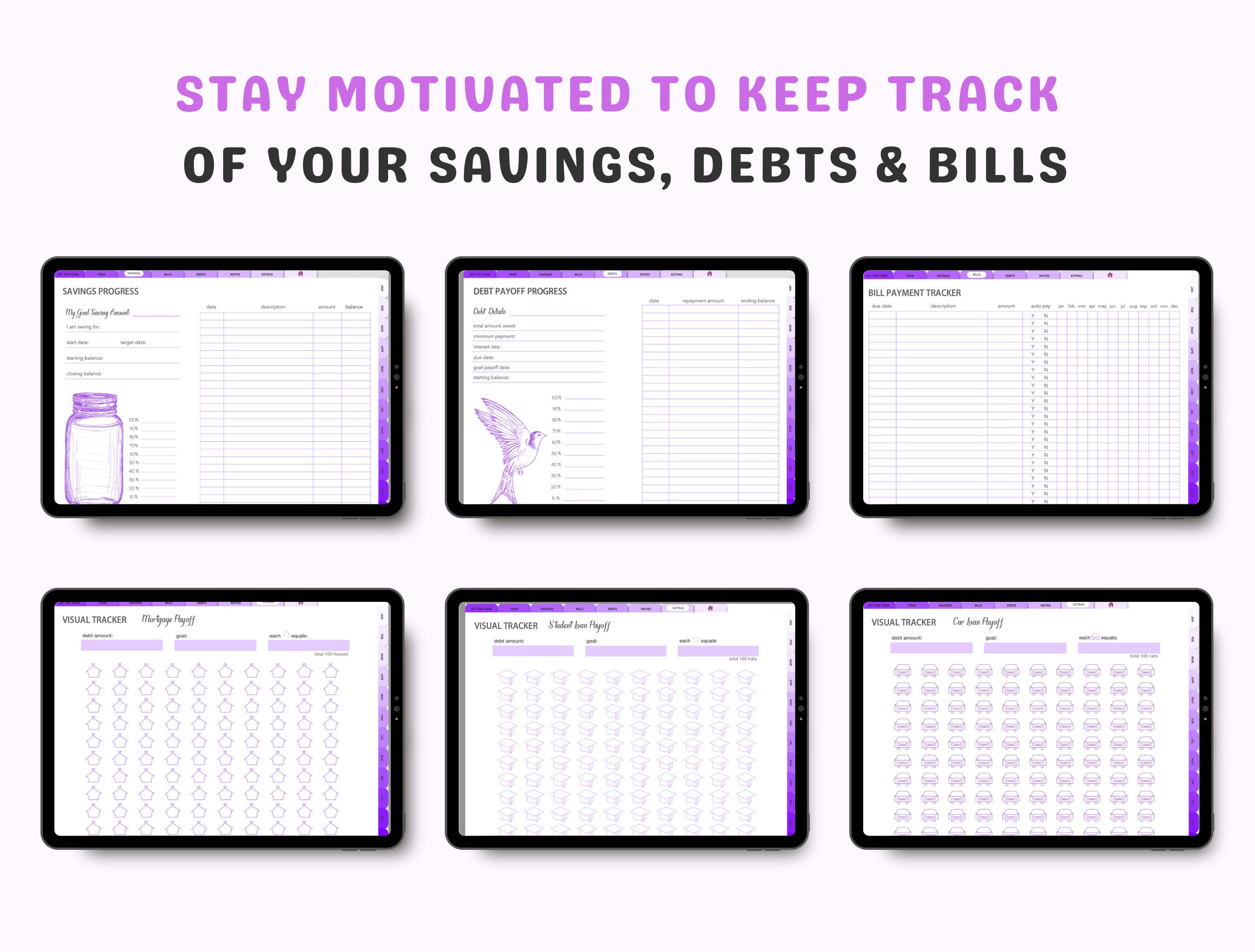 Digital Budget Financial Planner in Purple. Ipad, Android, Goodnotes ...