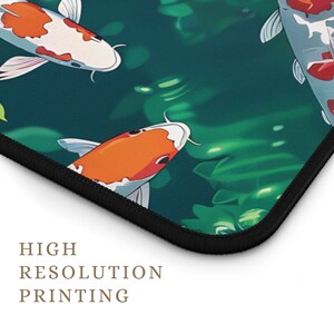 Koi Fish Pond Cottagecore Desk Mat, Anime Mouse Pad, Lofi Cute Japanese ...