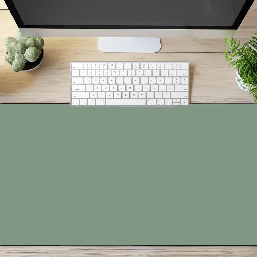 Sage Dark Green Cottagecore Desk Mat, Pastel Green Nature Keyboard Mat ...