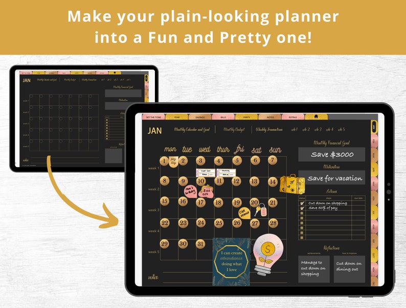 Digital Budget Sticker Book, Cute Financial Planner Stickers, Hand ...