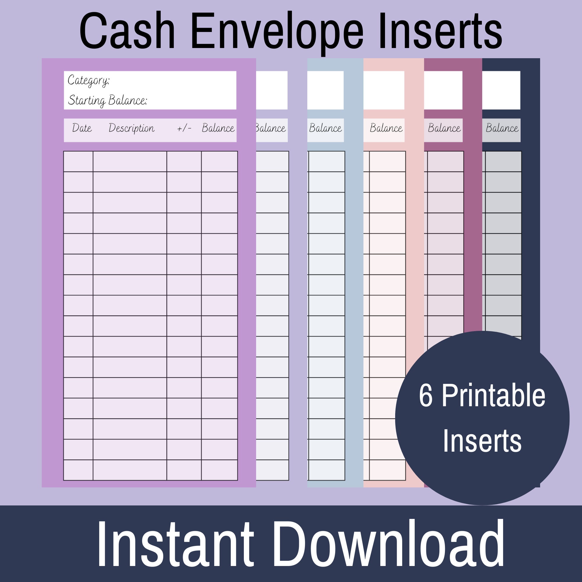 Cash Envelope Inserts Printable PDF - Etsy