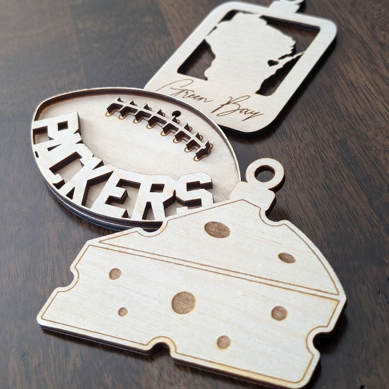 Wood Green Bay Ornament - Etsy
