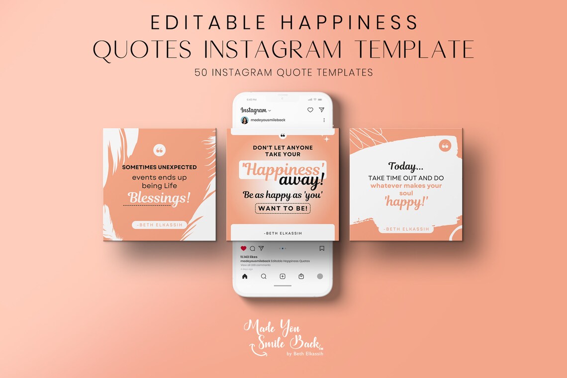Editable Happiness Quotes, Canva Instagram Quotes Template ...