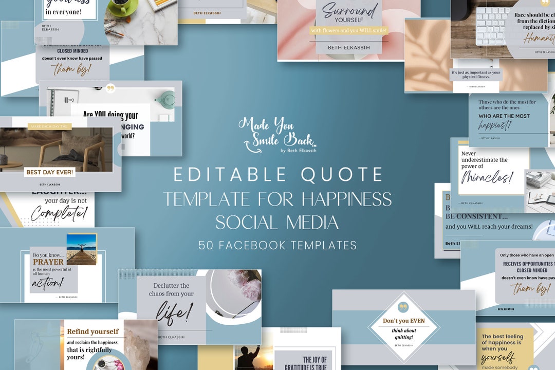 Editable Quote Template for Happiness Social Media, Happiness Quotes ...