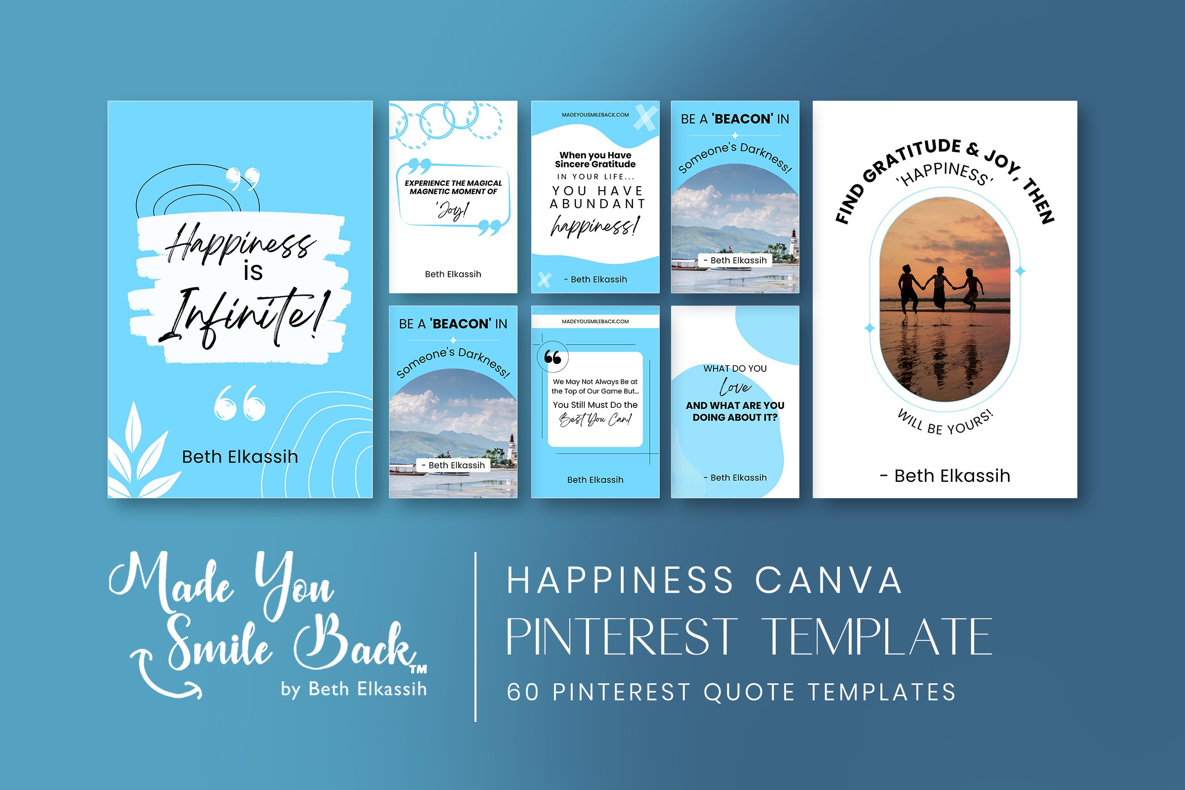 Happiness Quote Canva Pinterest Template You Deserve to Be Happy Be ...