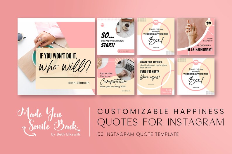 Customizable Happiness Quotes, Canva Template, Canva Instgaram ...
