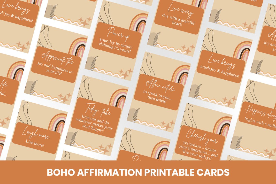 Boho Affirmation Cards: Printable Affirmations, Motivational Deck ...