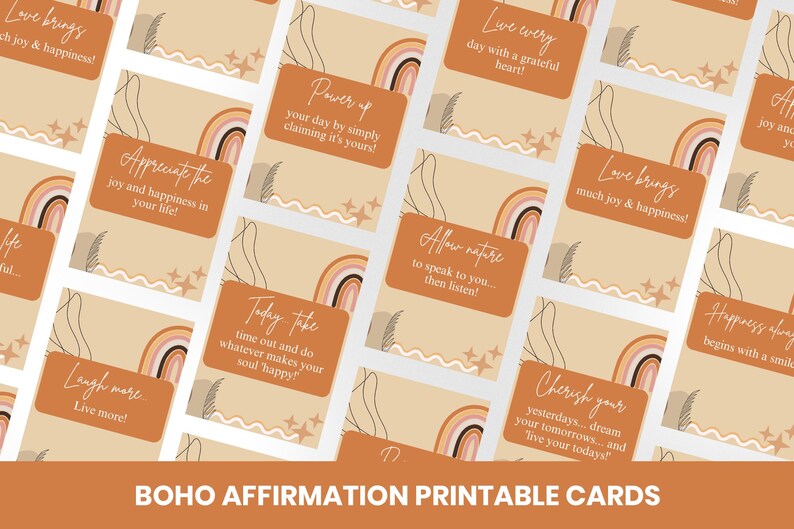 Boho Affirmation Cards: Printable Affirmations, Motivational Deck, Manifestation Cards, Positive ...