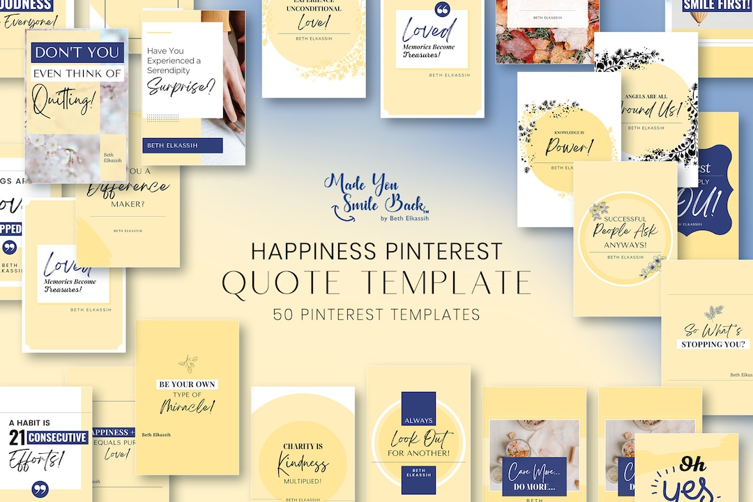 Happiness Pinterest Quotes Template, Happiness Digital, Double ...