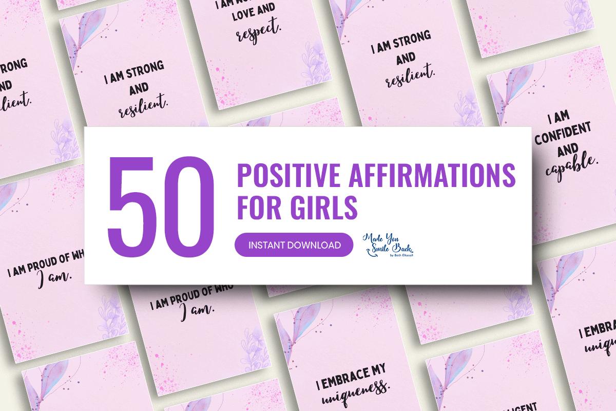 Girls Affirmations Cards, Digital Download, Positive Affirmation Poster ...