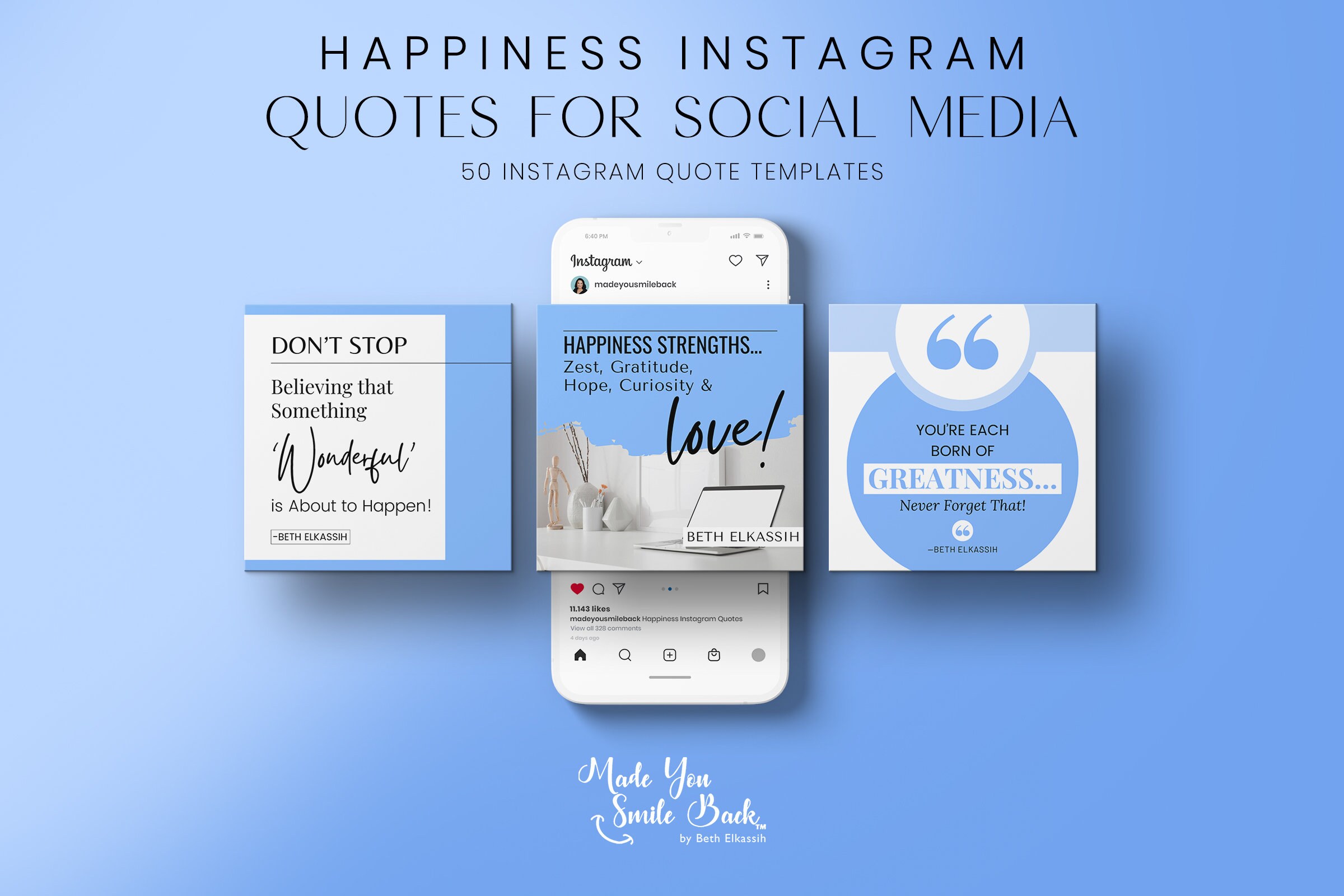 Canva Editable Quote for Happiness Instagram, Canva Templates, Canva ...