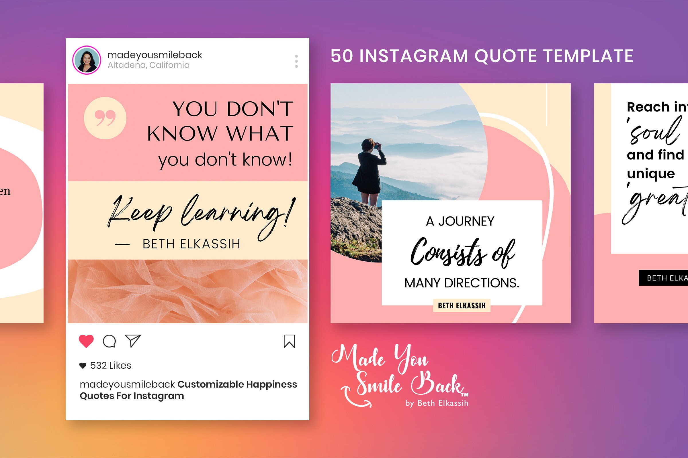 Customizable Happiness Quotes, Canva Template, Canva Instgaram ...