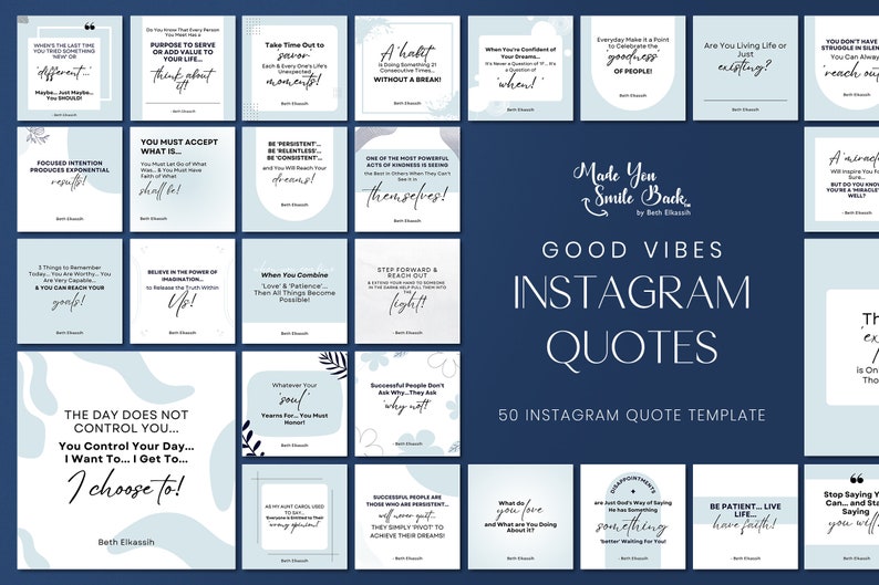 50 Good Vibes Quotes Instagram Post Template, Inspirational ...