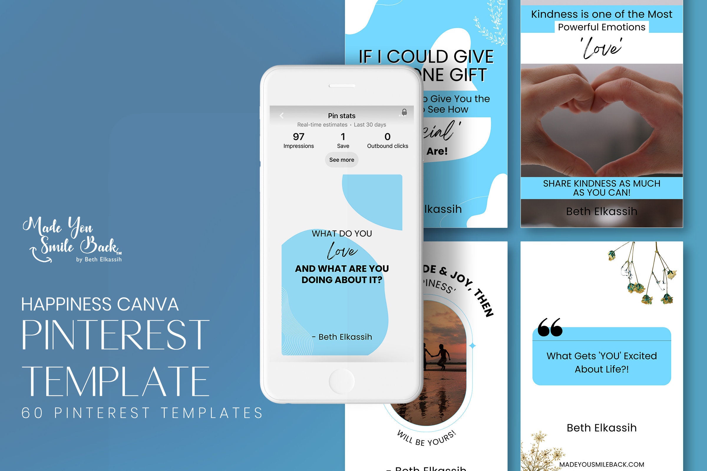Happiness Quote Canva Pinterest Template You Deserve to Be Happy Be ...