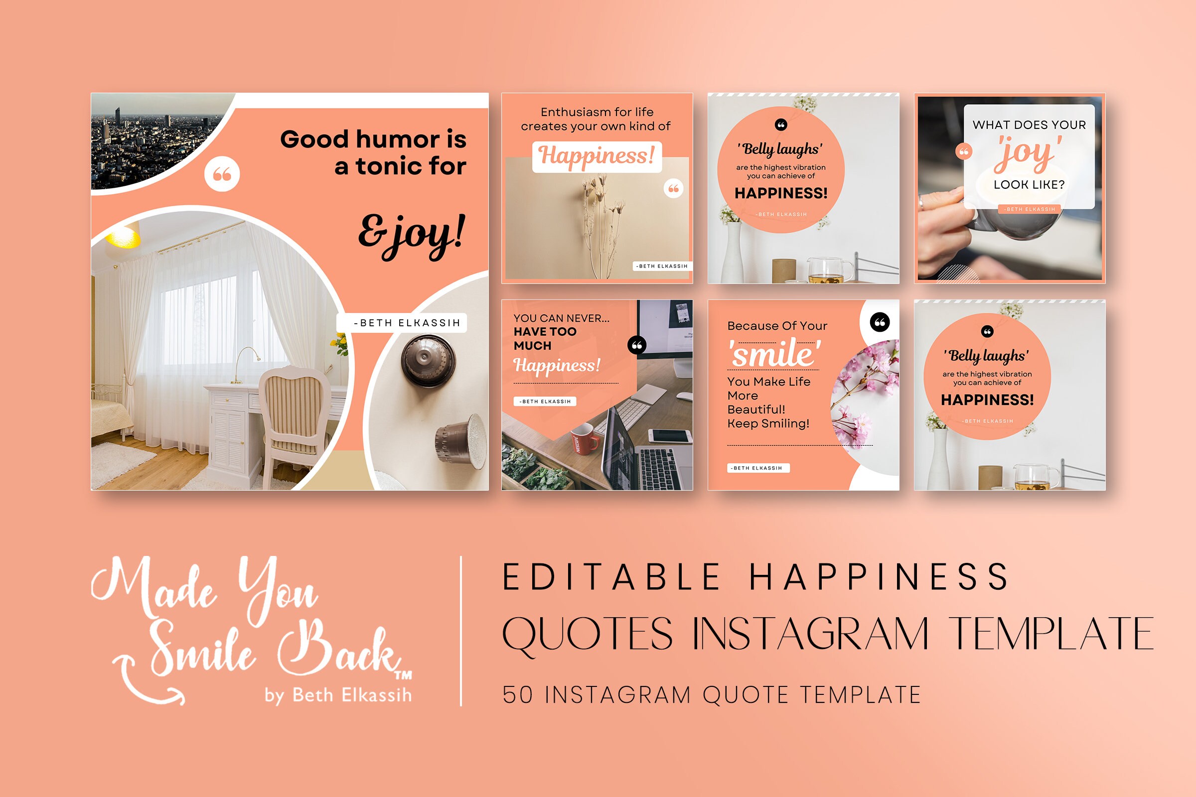 Editable Happiness Quotes, Canva Instagram Quotes Template ...