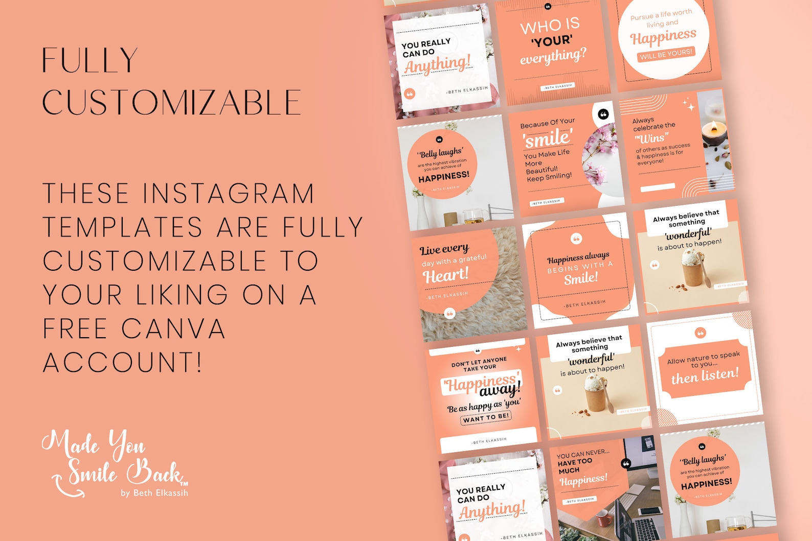 Editable Happiness Quotes, Canva Instagram Quotes Template ...