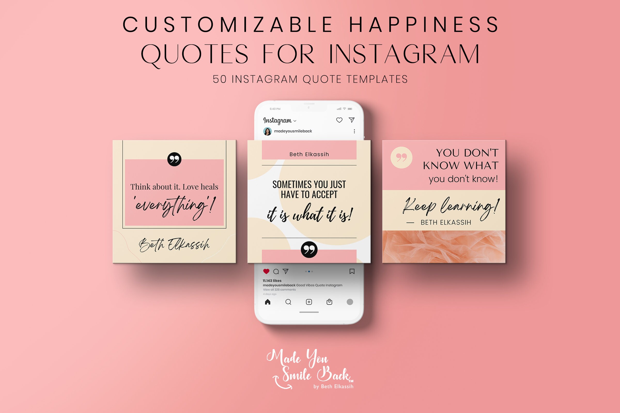 Customizable Happiness Quotes, Canva Template, Canva Instgaram ...