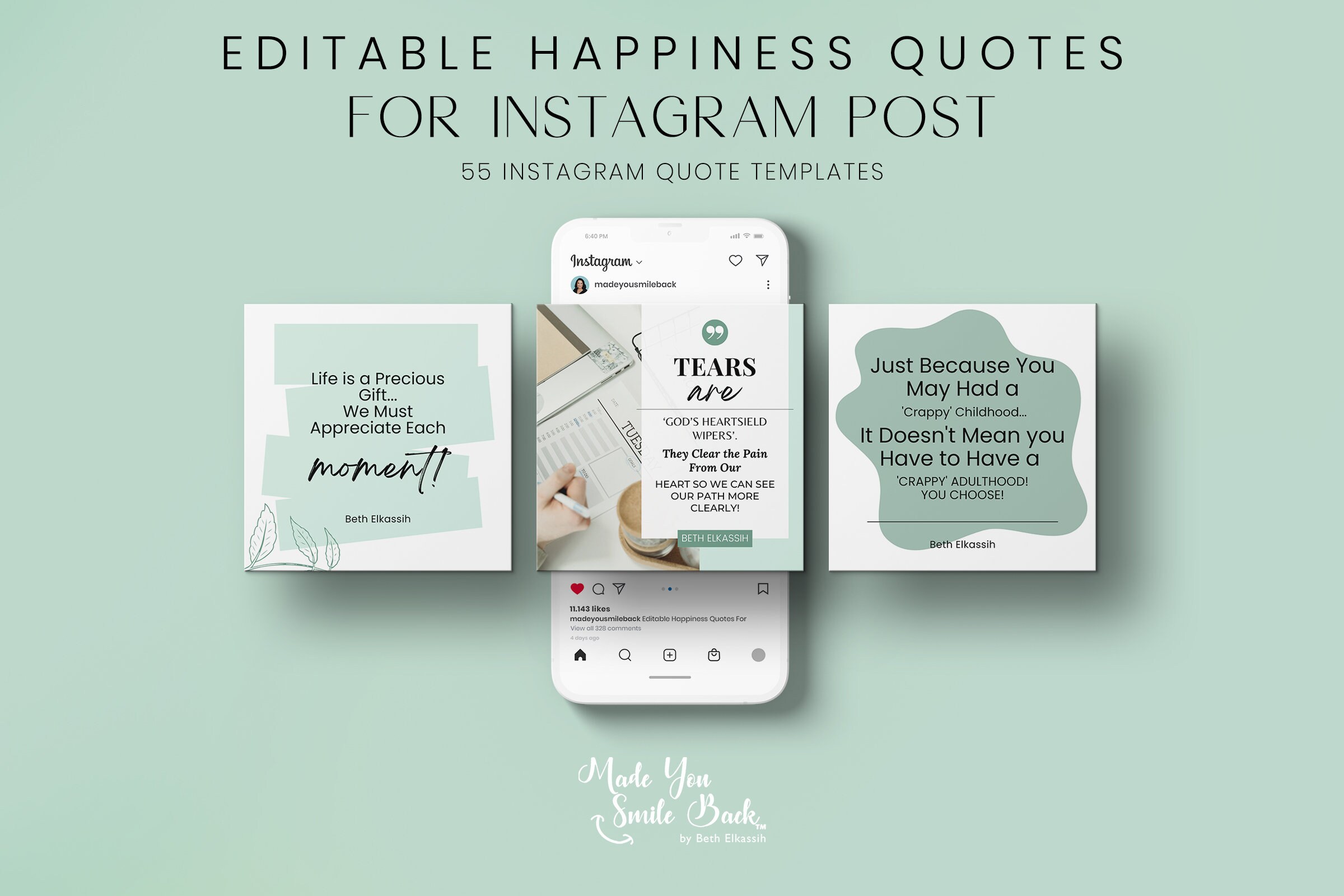 Editable Happiness Quotes, Canva Template Instagram, Editable Quotes ...