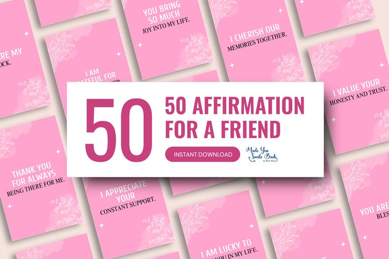 Affirmations for Friends, Printable Positive Digital Cards Deck, Words ...