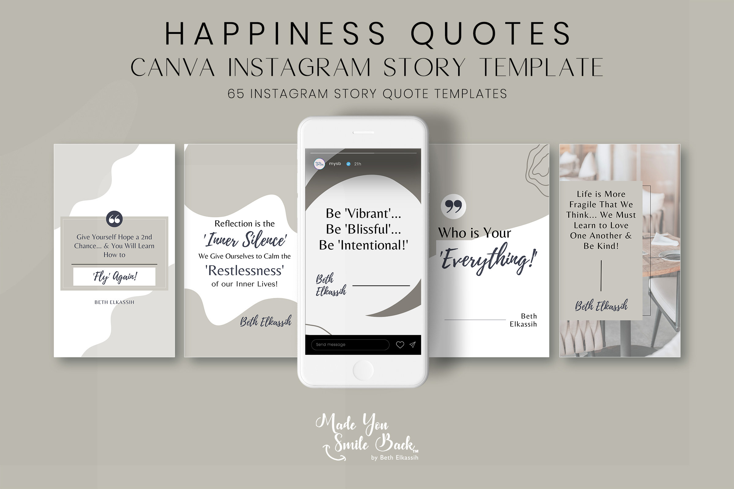 Happiness Quotes, Canva Template Canva Instagram Instagram Story ...