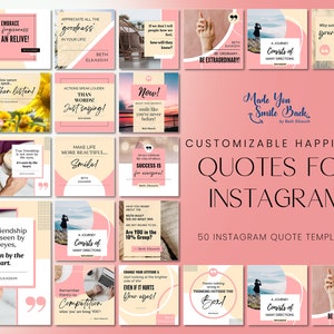Customizable Happiness Quotes, Canva Template, Canva Instgaram ...