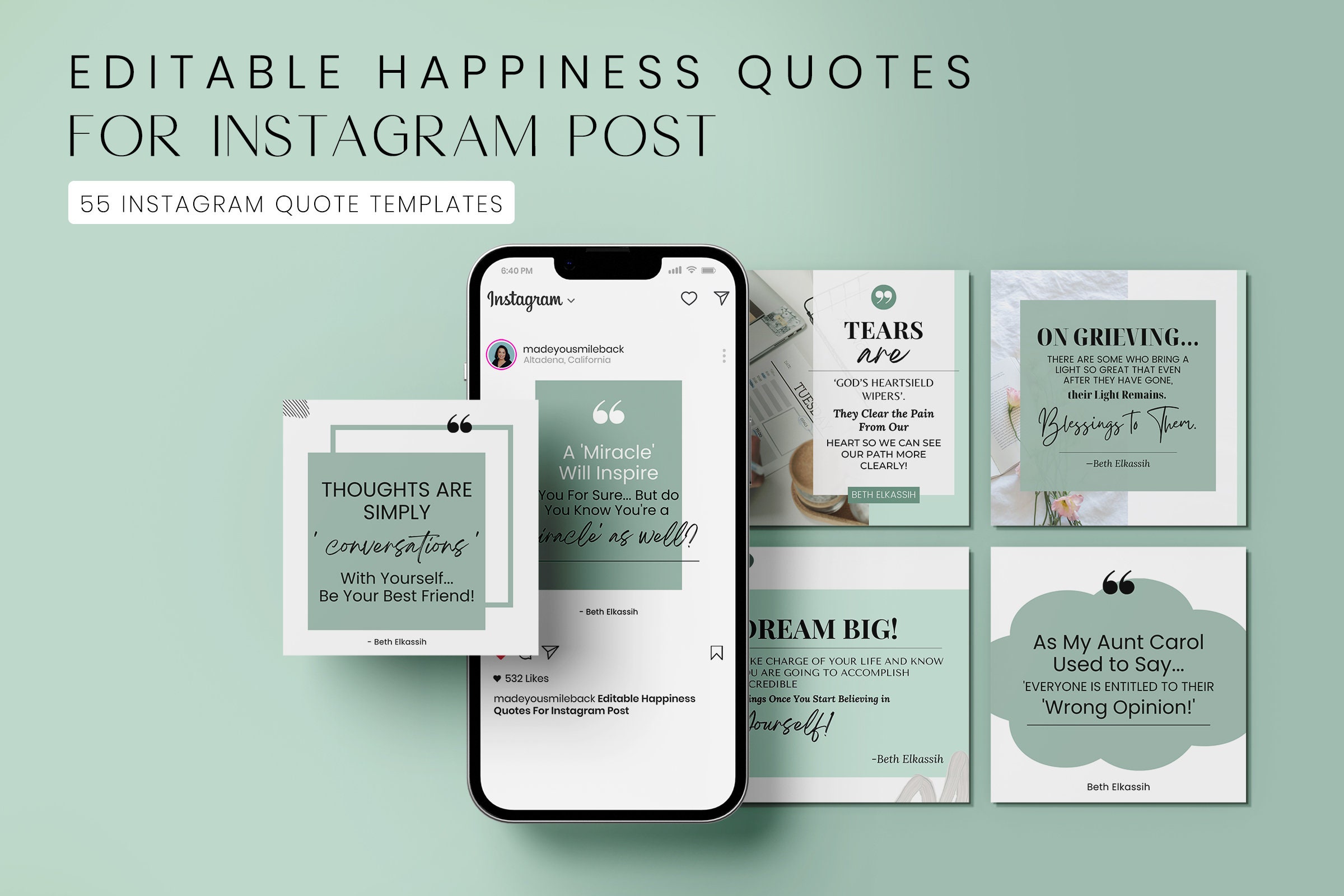 Editable Happiness Quotes, Canva Template Instagram, Editable Quotes ...