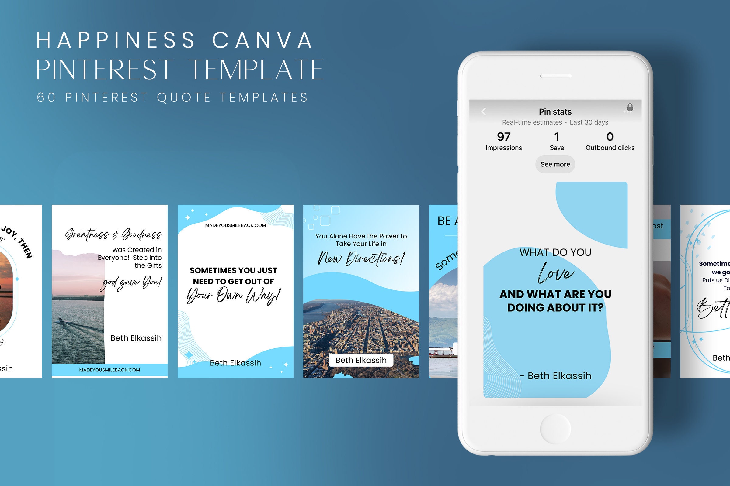 Happiness Quote Canva Pinterest Template You Deserve to Be Happy Be ...