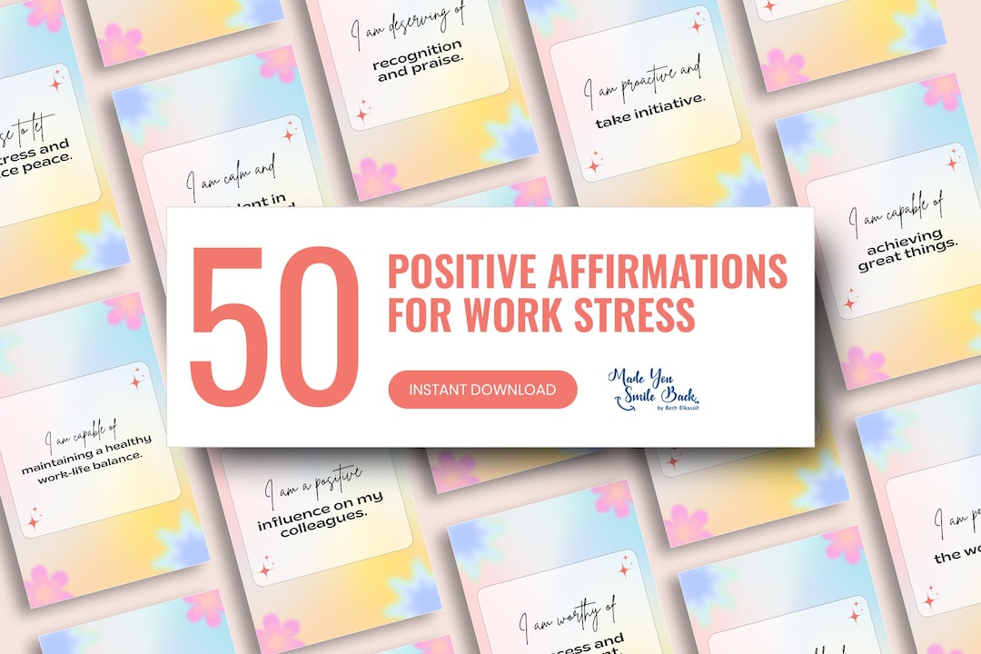 Positive Affirmations for Work Stress, Positive Affirmation Cards ...
