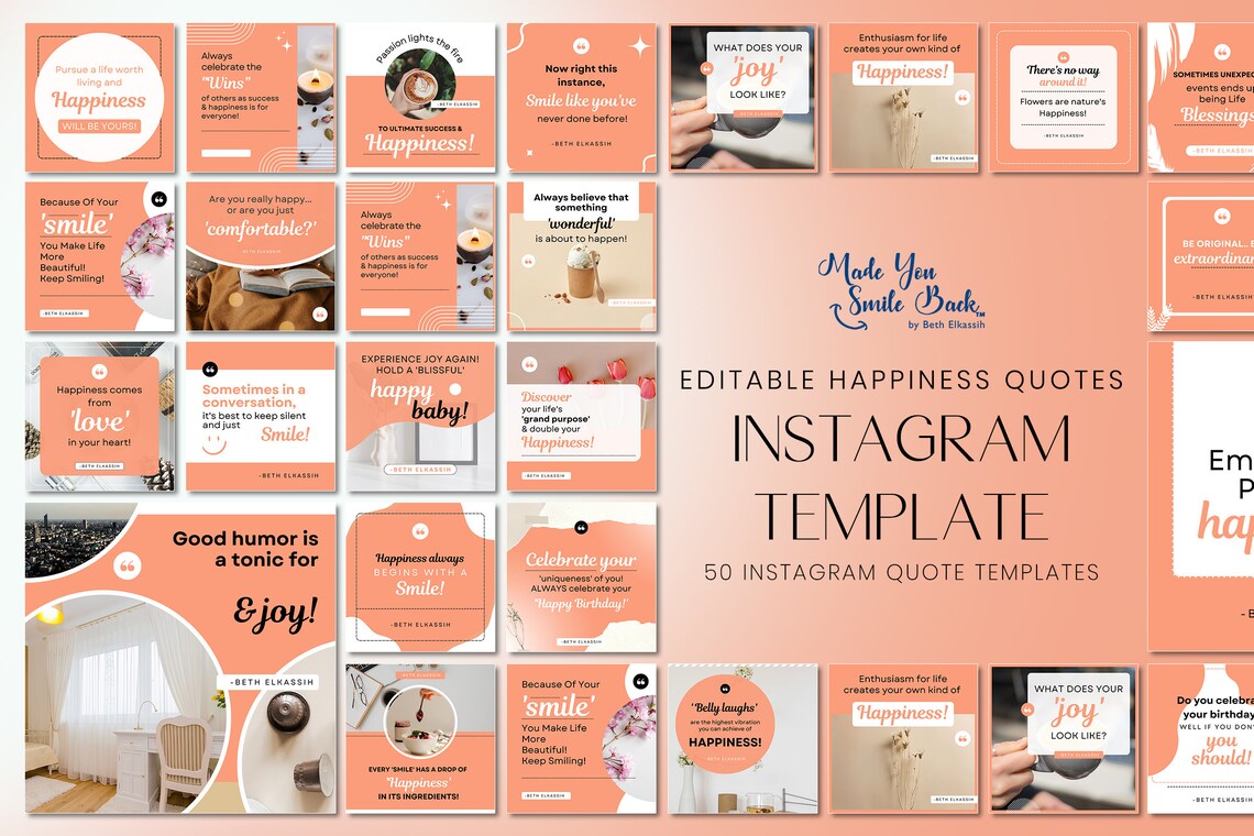 Editable Happiness Quotes, Canva Instagram Quotes Template ...