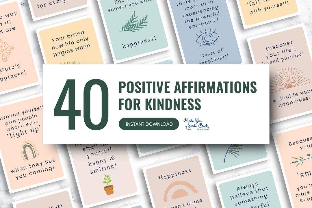 Kindness Affirmations Printables Cards, Positive Affirmation, Daily ...