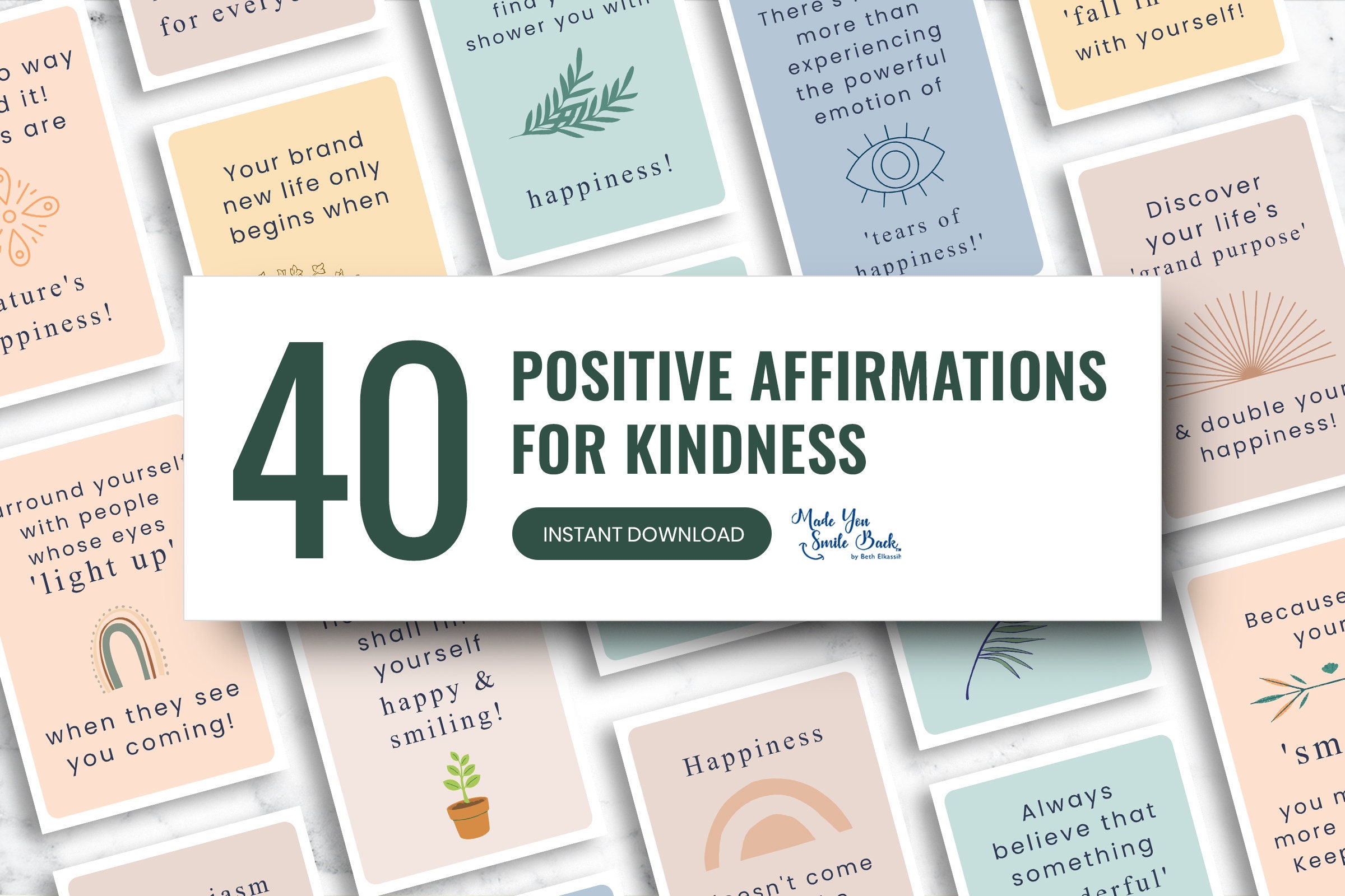 Kindness Affirmations Printables Cards, Positive Affirmation, Daily ...