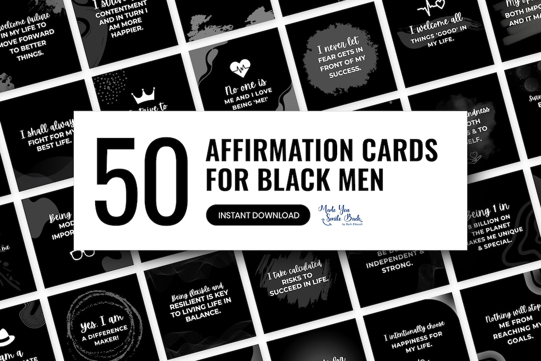 Affirmations Cards Digital Downloads for Black Men Self-affirmation ...