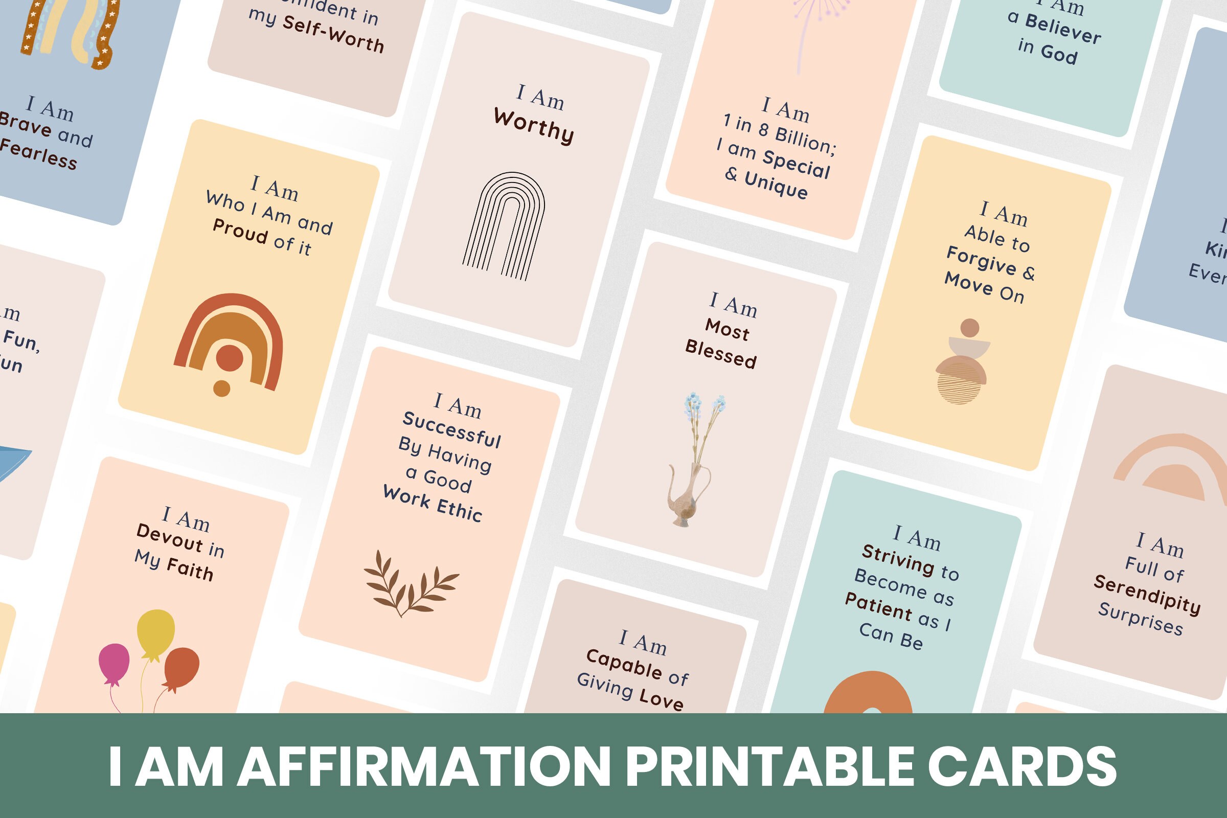 50 I AM Affirmation Cards, INSTANT DOWNLOAD, Positive Affirmation Deck ...