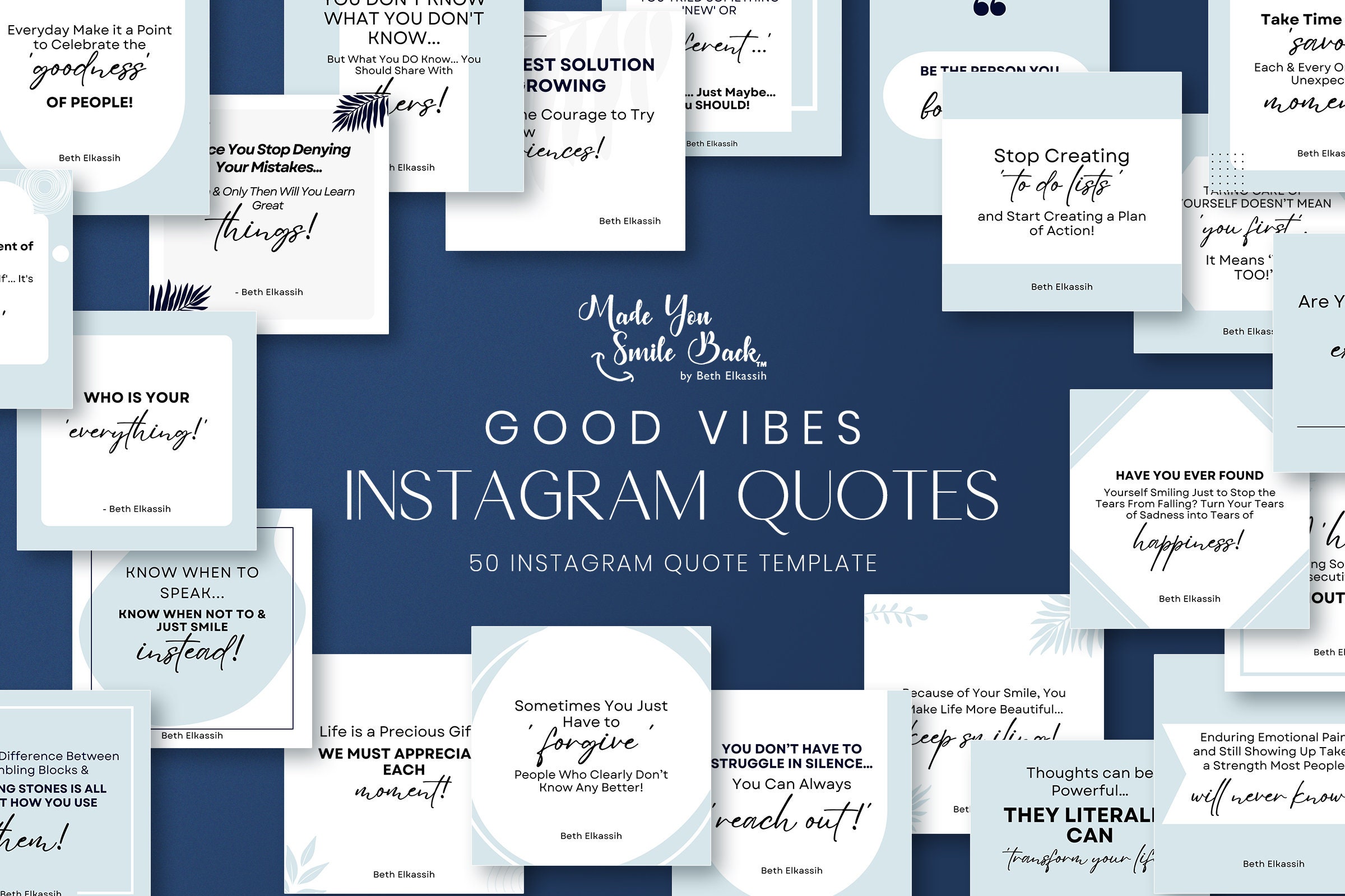 50 Good Vibes Quotes Instagram Post Template, Inspirational ...