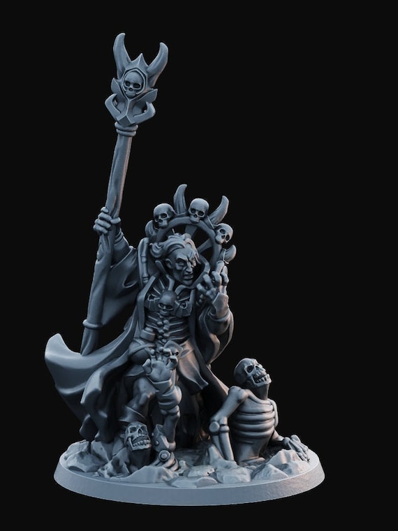 Necromancer Raising Skeletons Miniature for Tabletop Rpgs | Etsy