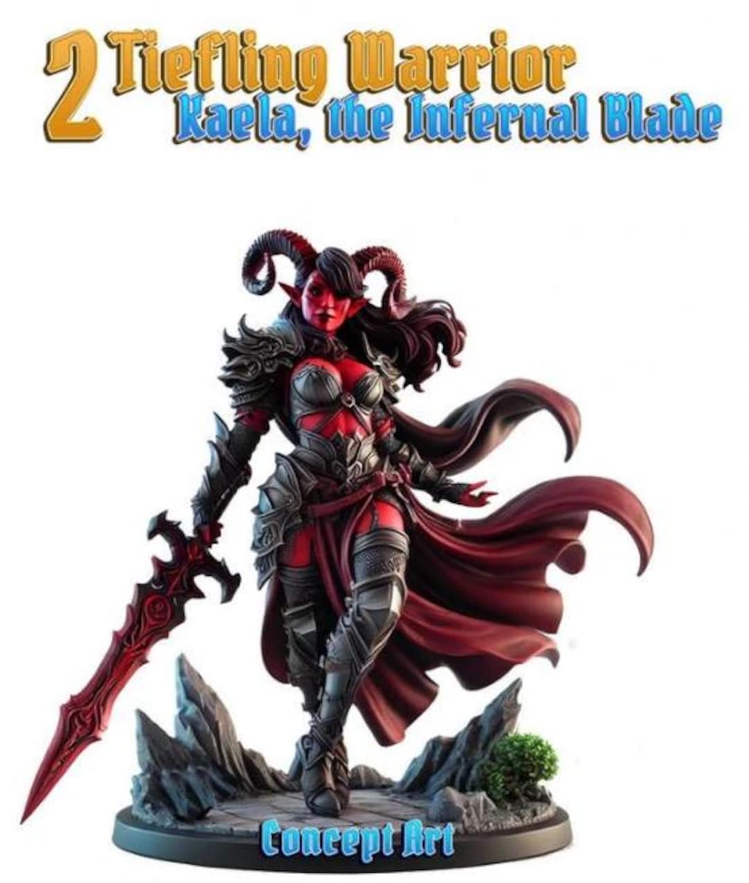 Kaela the Infernal Blade, Tiefling Warrior, Kl05 Dungeons and Damsels ...
