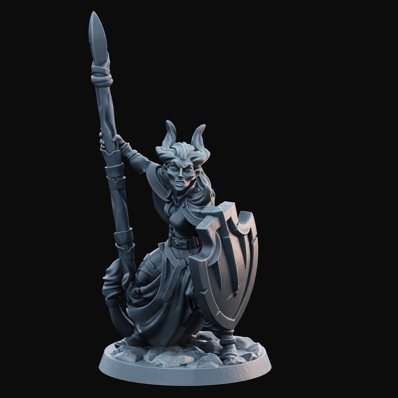 Female Tiefling Fighter Miniature for Tabletop Rpgs | Heroes of the ...